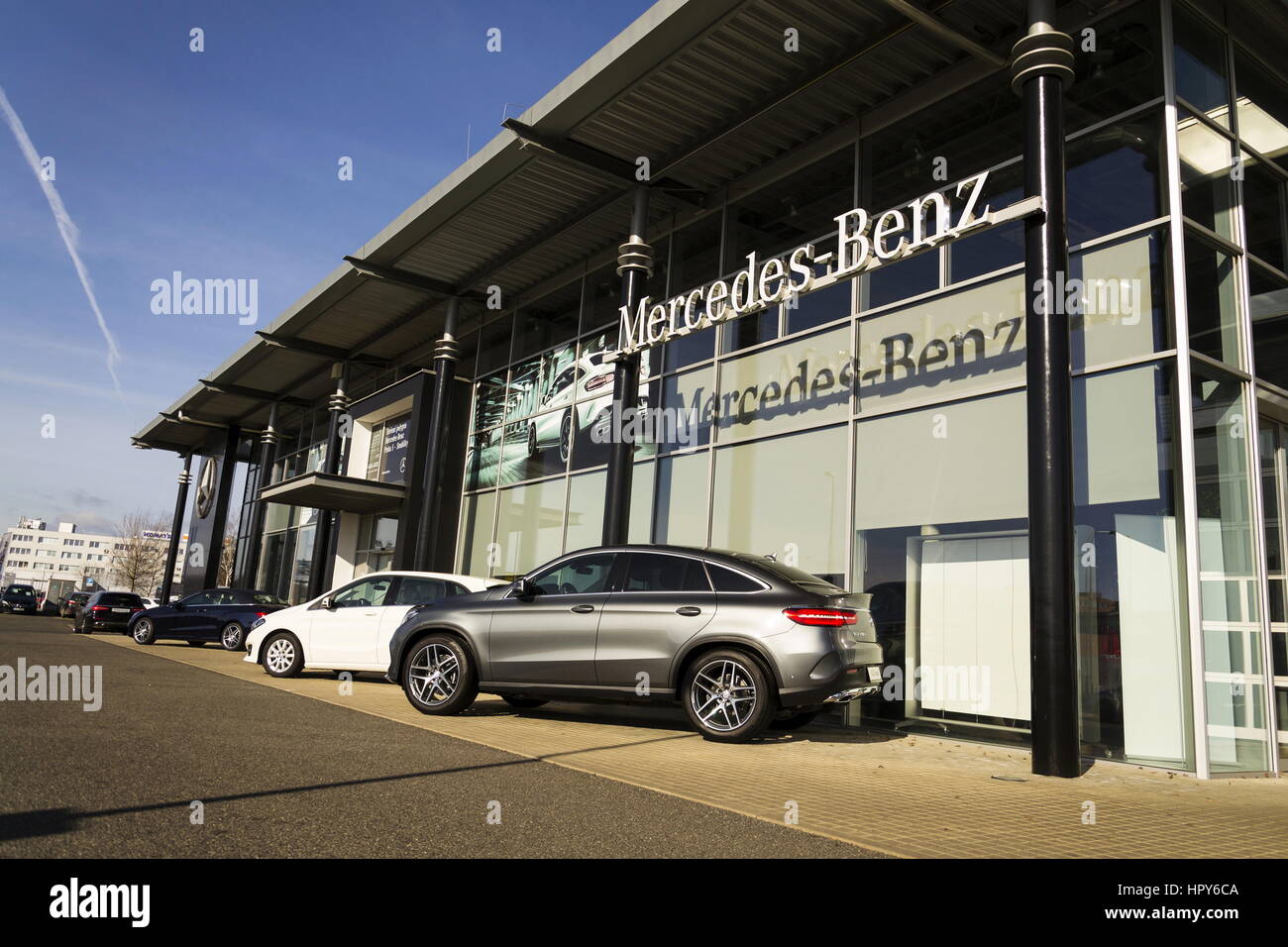 PRAGUE, CZECH REPUBLIC - FEBRUARY 25: Mercedes-Benz car logo on ...