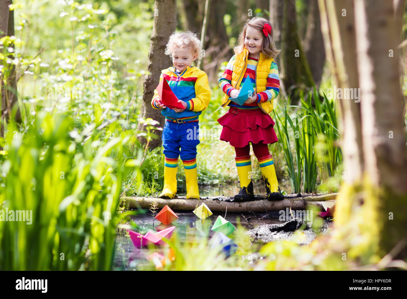 Children playing on boats hi-res stock photography and images - Alamy