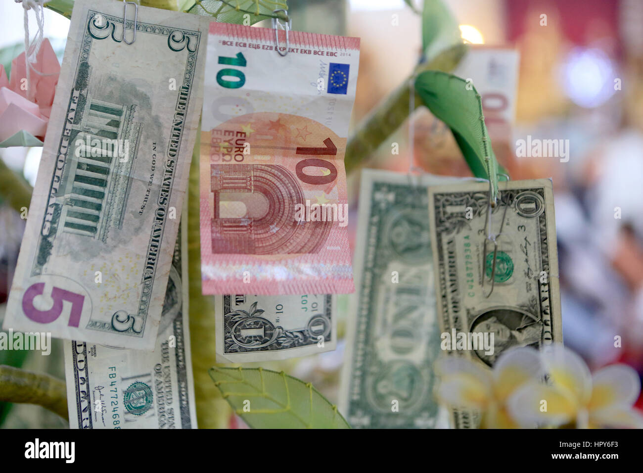 Buddhist money tree to make merit and donate to local temple. Wat ...