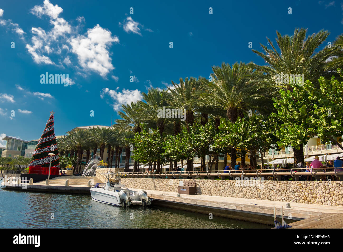Camana Bay waterfront by the Caribbean Sea around Christmas, Grand ...
