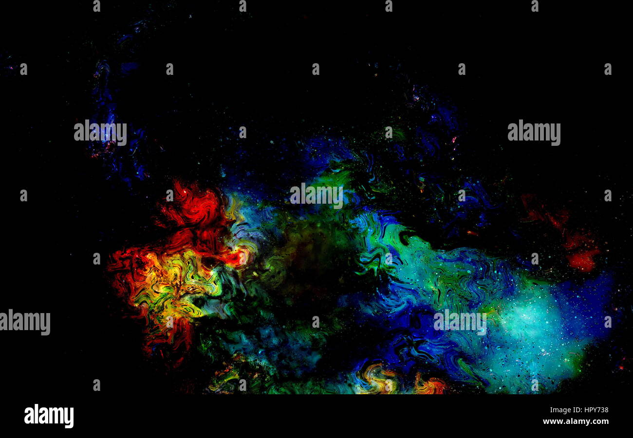 Cosmic space and stars, color cosmic abstract background. Fire effect ...