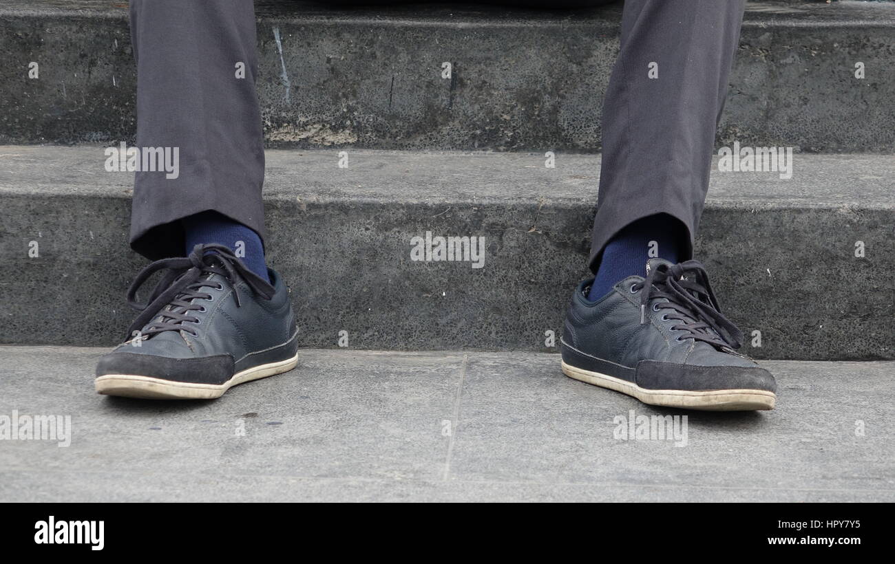 Shoes Of Man On Steps Stock Photo - Alamy