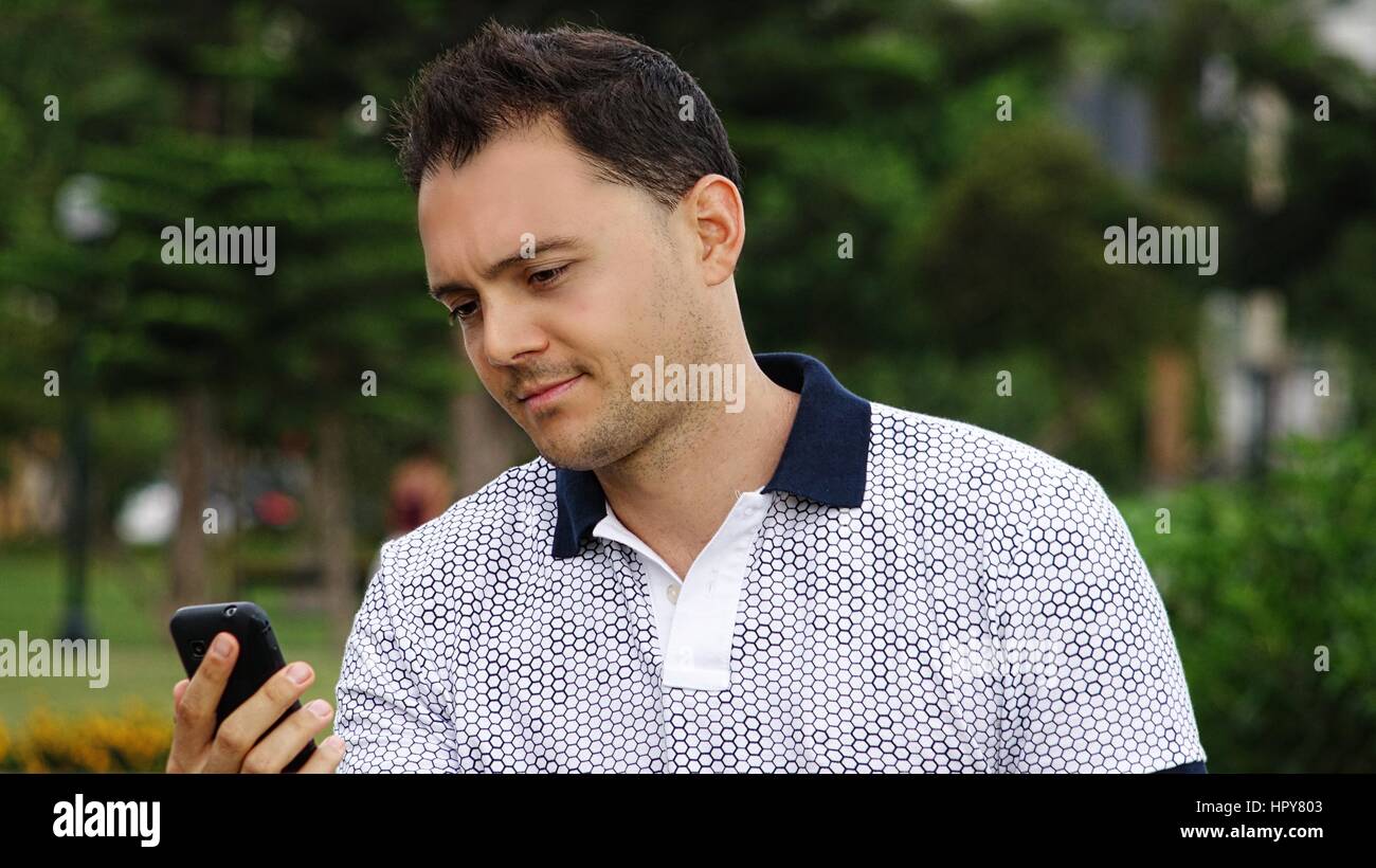 Man Using Cell Phone Stock Photo - Alamy