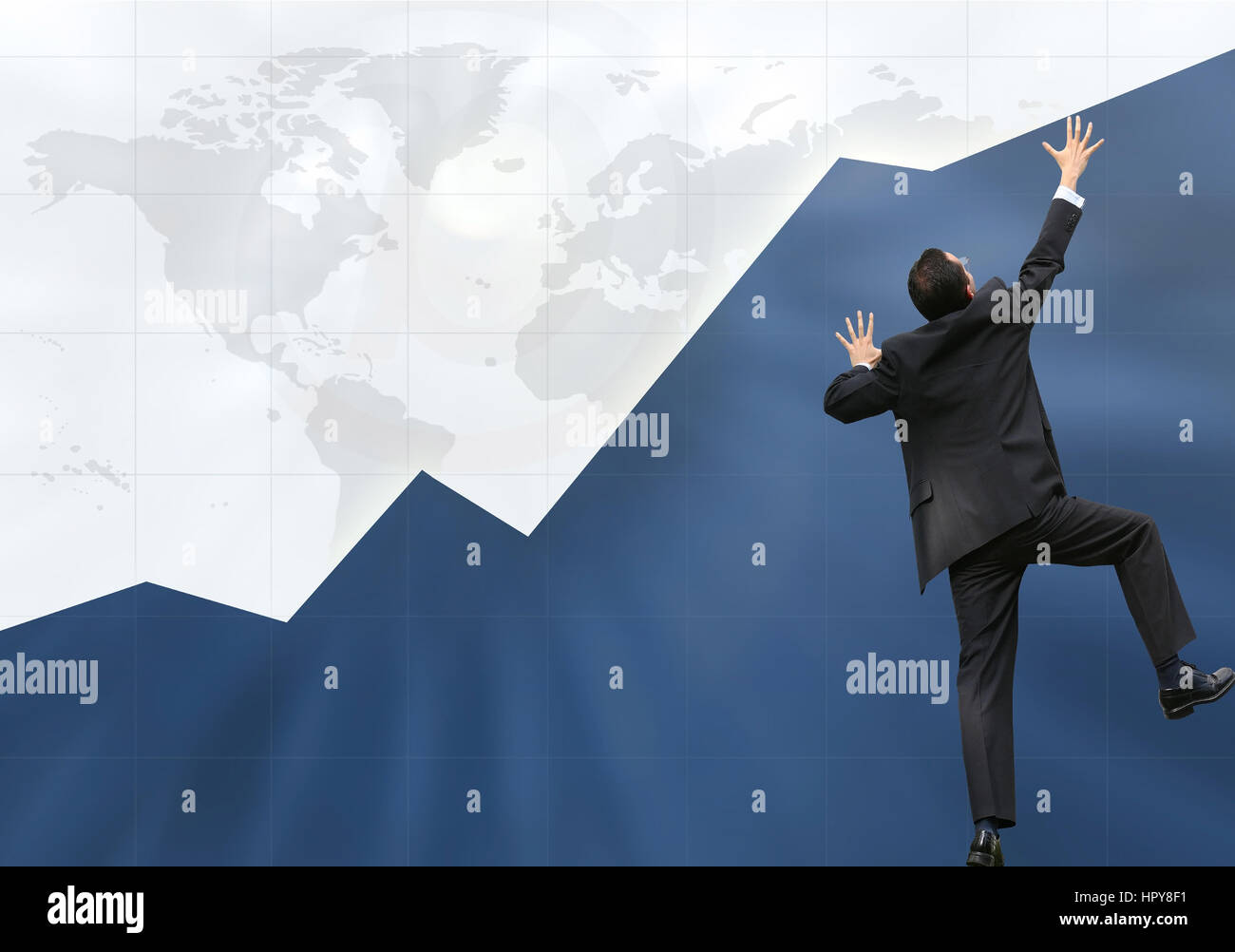 Man climbing bar chart hi-res stock photography and images - Alamy