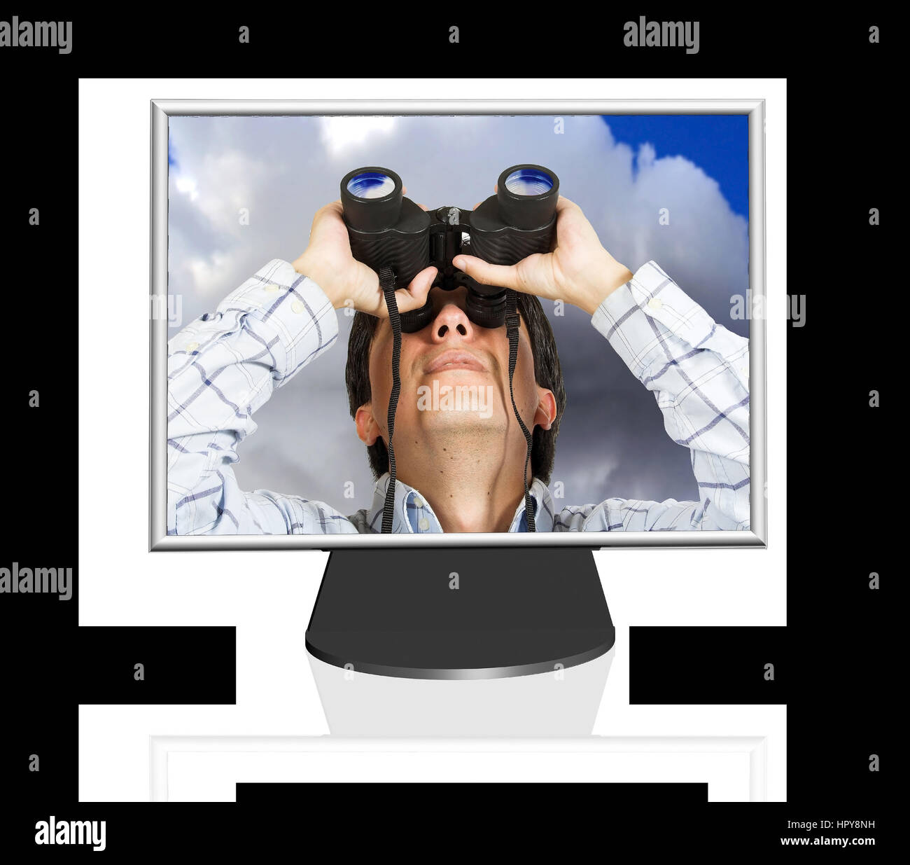 Man binoculars computer screen hi-res stock photography and images - Alamy