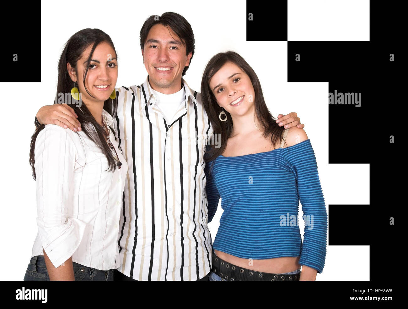 casual friends over a white background Stock Photo - Alamy