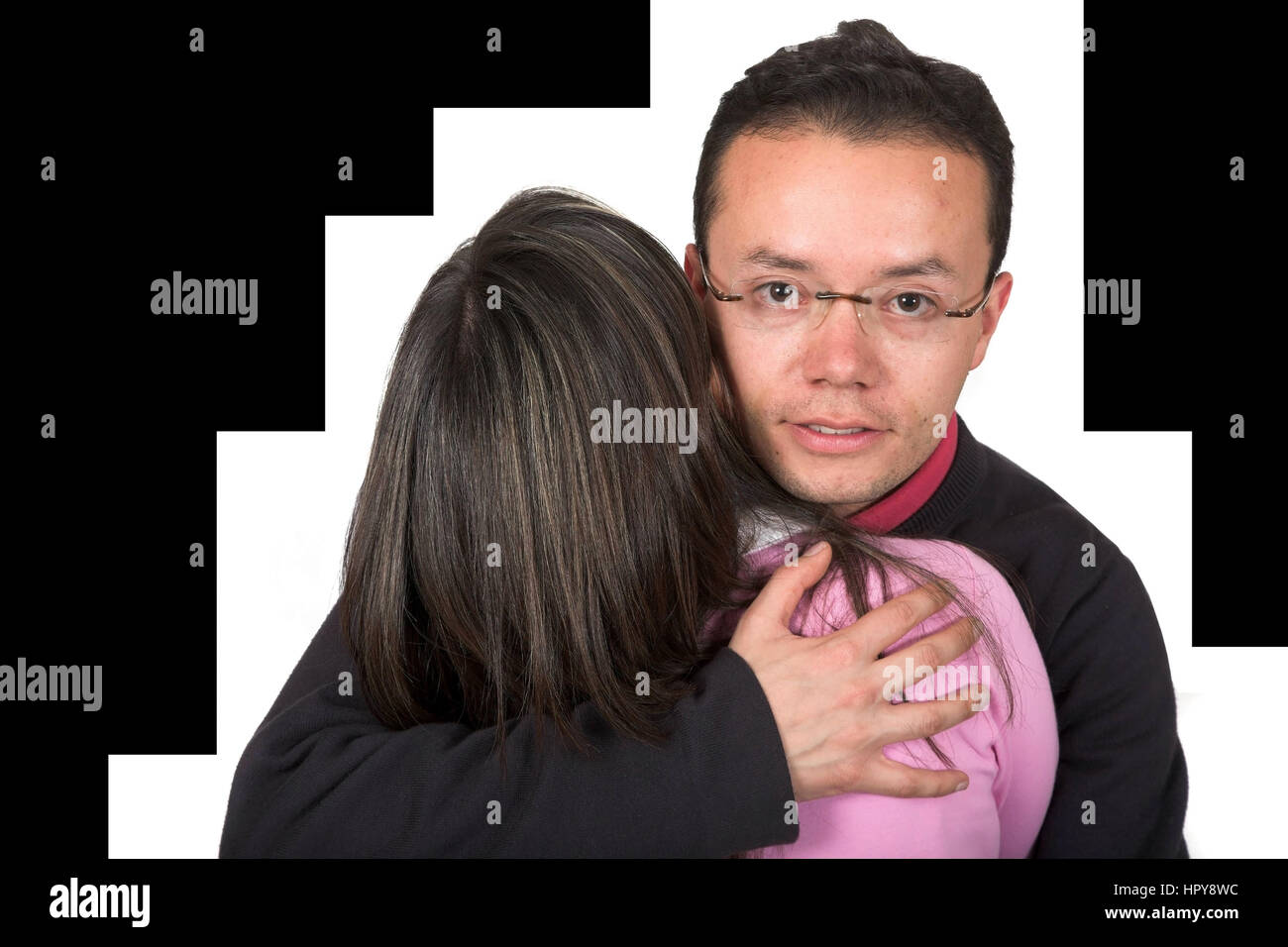 couple hugging over a white background Stock Photo - Alamy
