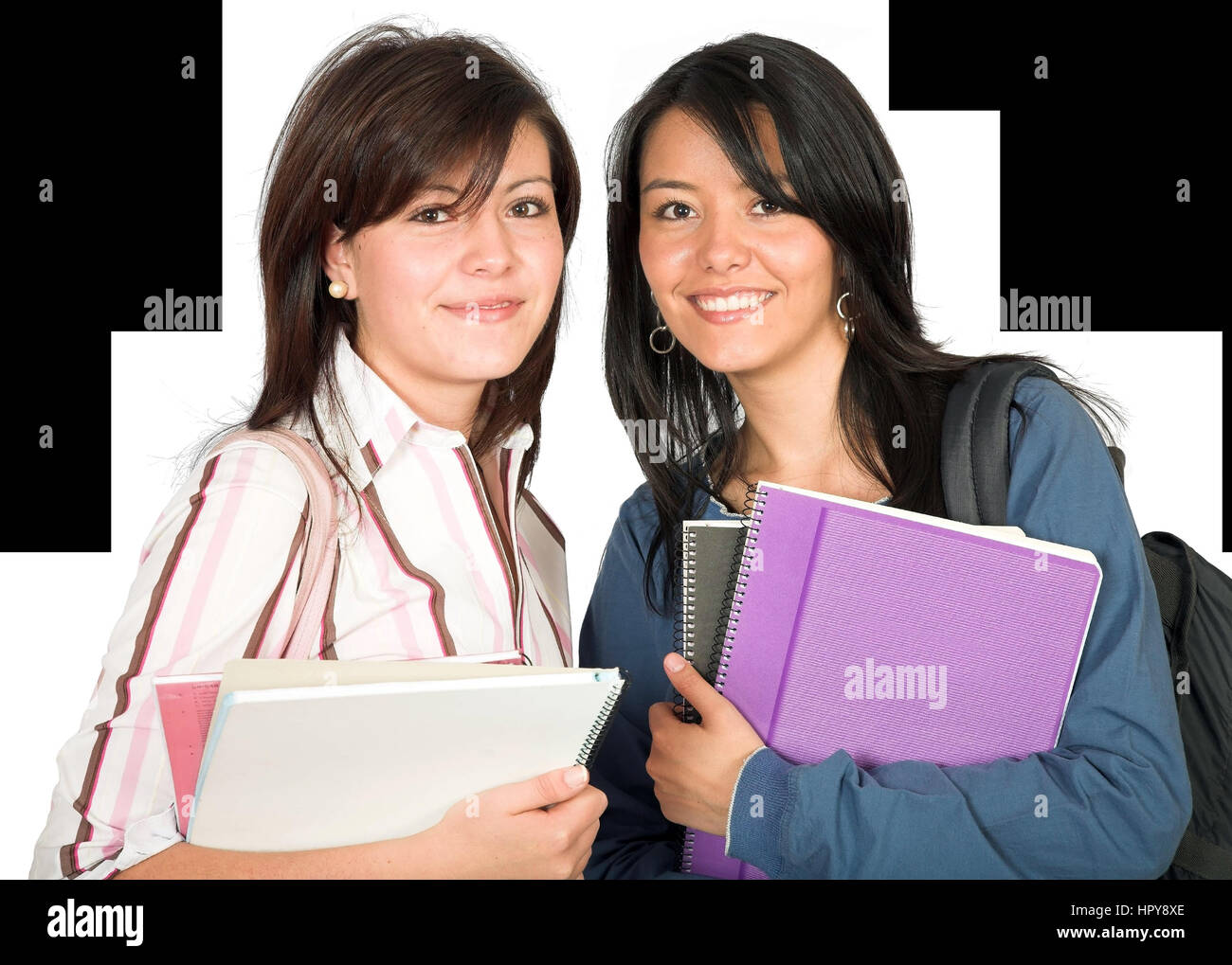 beautiful female students over white Stock Photo - Alamy