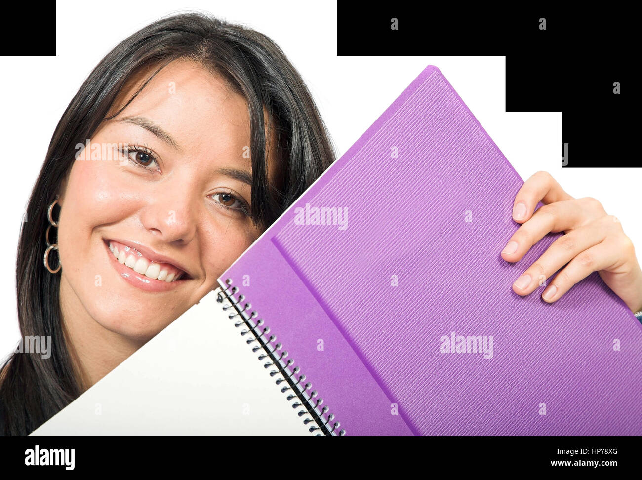 beautiful student with notebook over white Stock Photo - Alamy