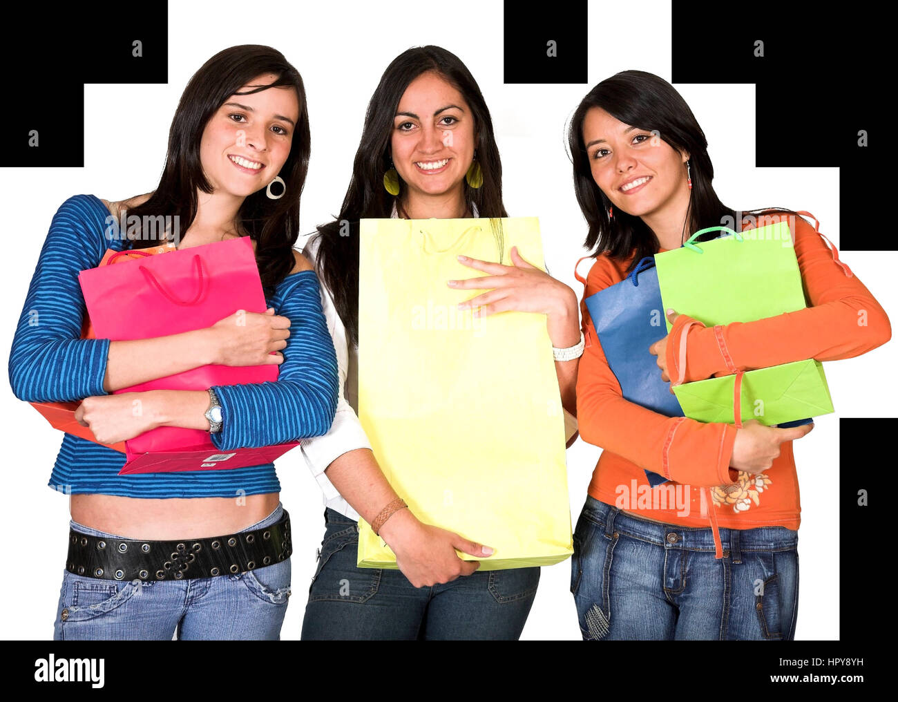 girls shopping day - white background Stock Photo - Alamy