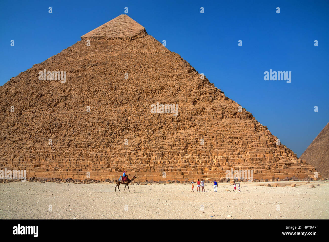 Close-up view of top of the pyramid of Khafre in Giza, Egypt Stock ...