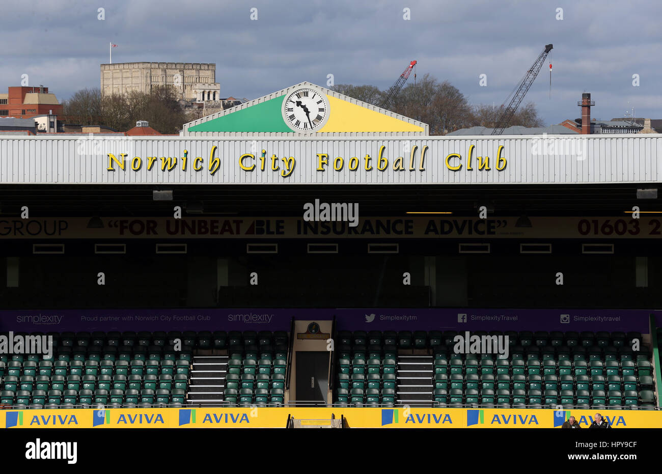 General view of Carrow Road with Norwich Castle in the background ...