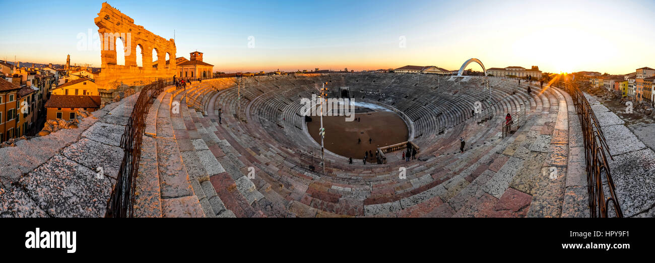 Panoramic of the Roman Arena in Verona Stock Photo - Alamy
