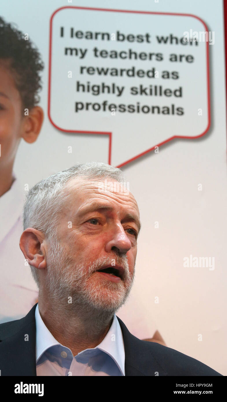 Labour leader Jeremy Corbyn listening to exhibitors on the third day of ...