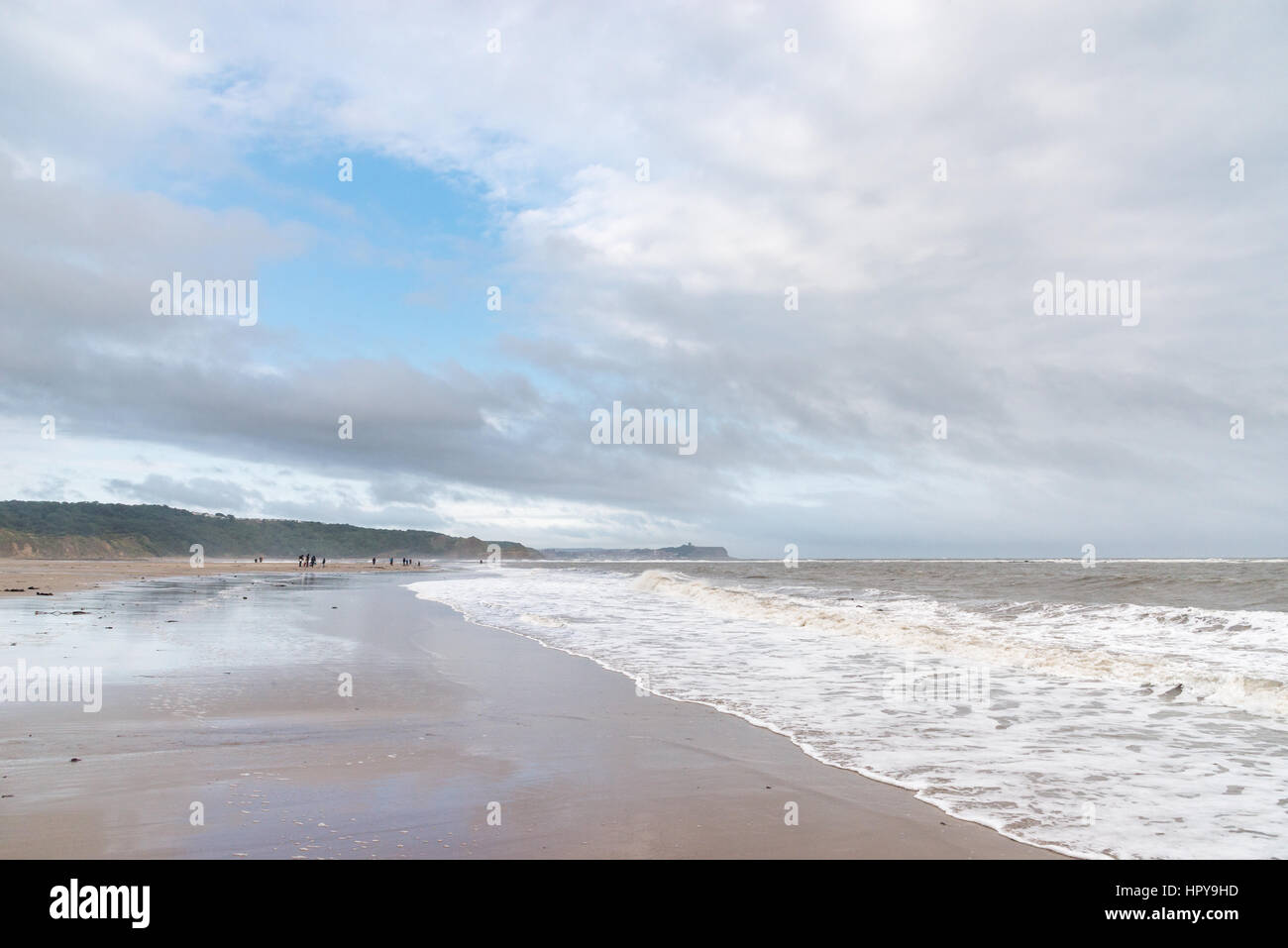 Beach at Cayton bay near Scarborough, North Yorkshire, England. View ...