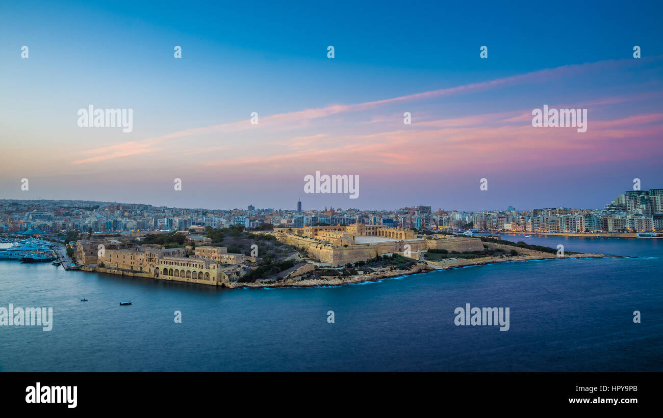 Valletta, Malta - Panoramic skyline view from the top of Valletta, the ...