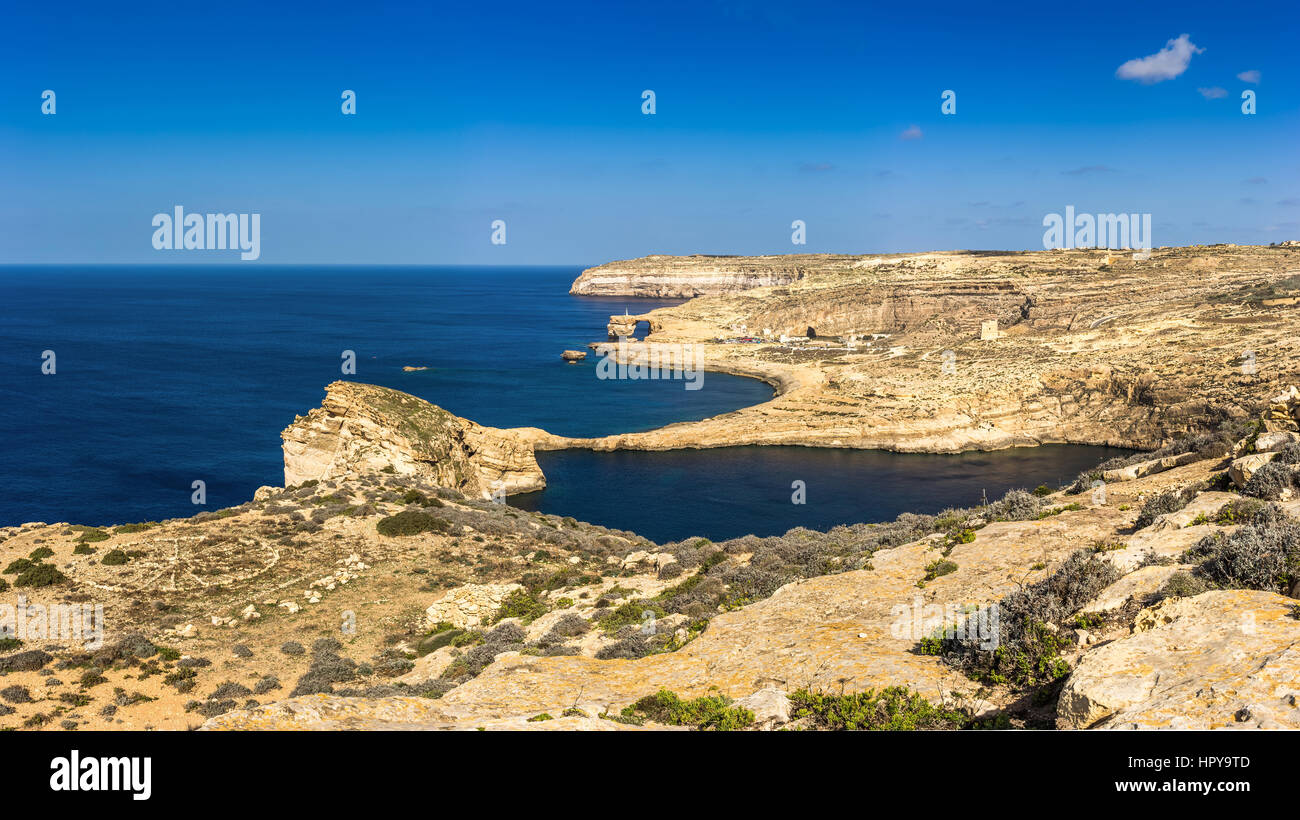 Gozo, Malta - Panoramic view of the famous Azure Window with the Fungus ...