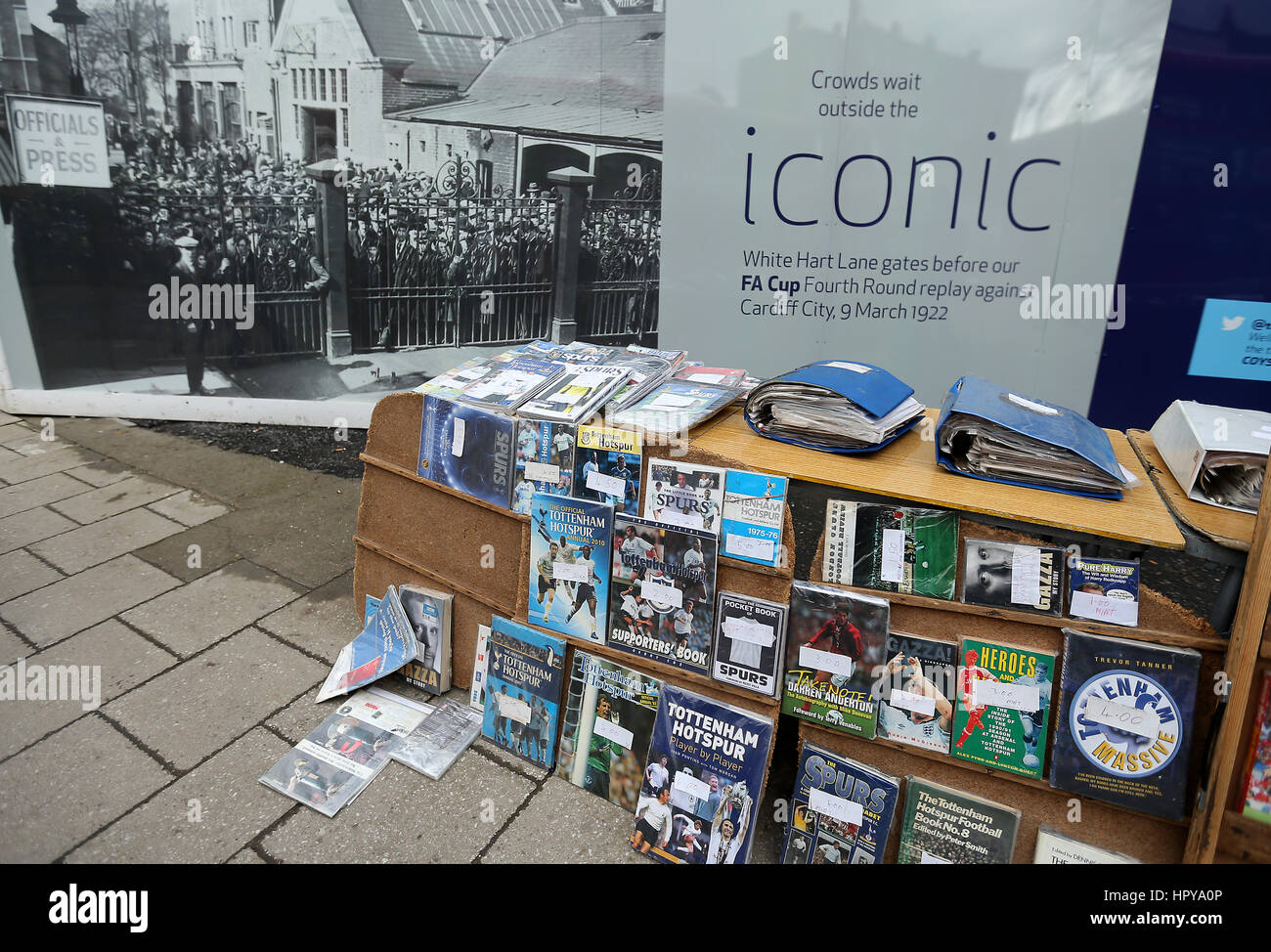 Old programs being sold outside of the stadium prior to the Premier ...
