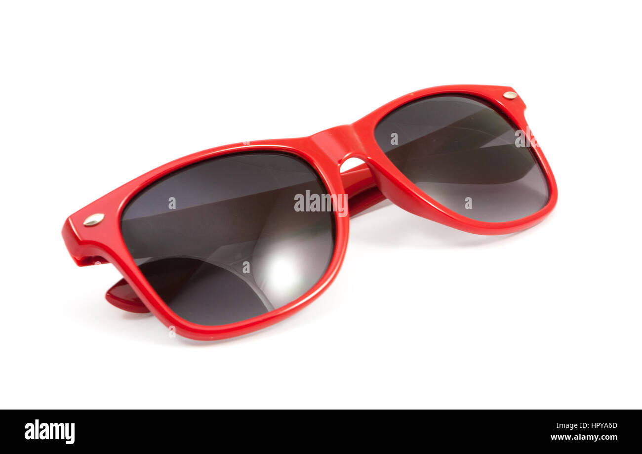 red sunglasses on white background Stock Photo - Alamy