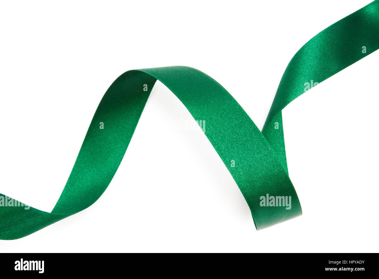 green ribbons isolated on white Stock Photo - Alamy