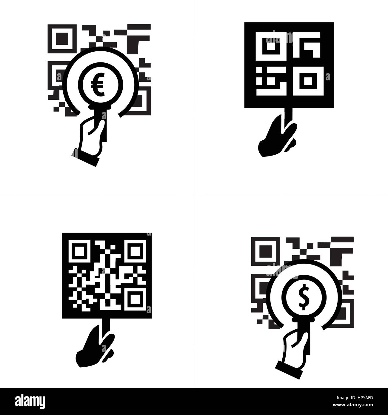 Hand and Zoom QR code icon Stock Vector Image & Art - Alamy