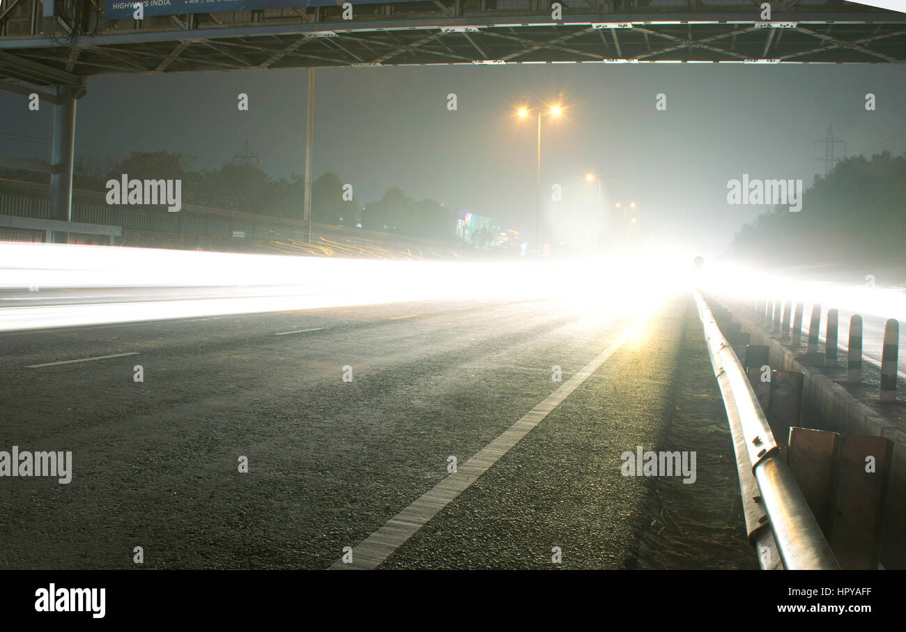 light trails on road Stock Photo - Alamy