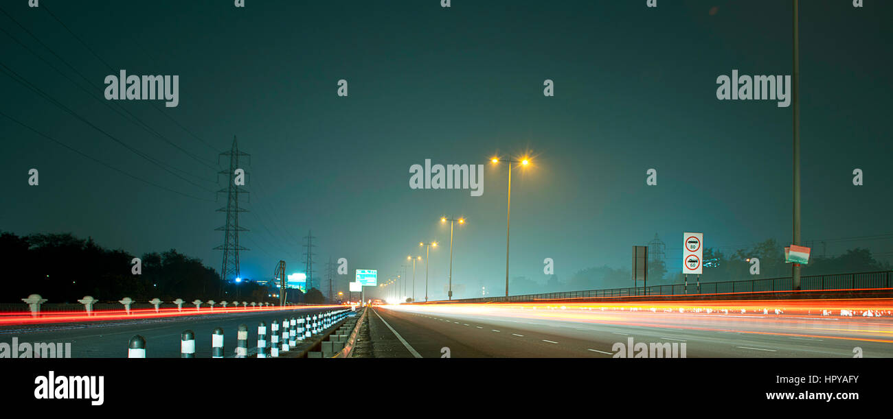 light trails on road Stock Photo - Alamy