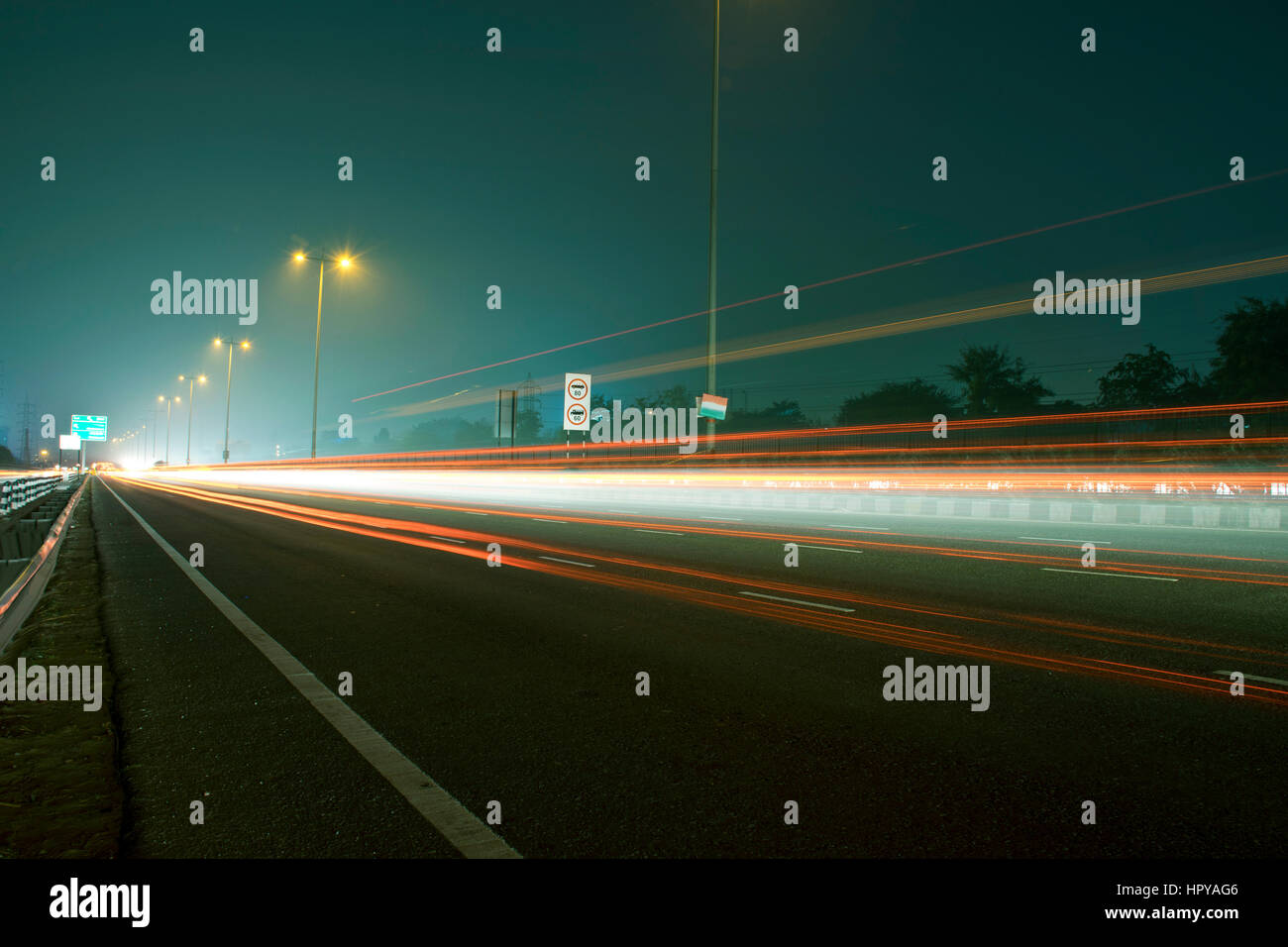 light trails on road Stock Photo - Alamy