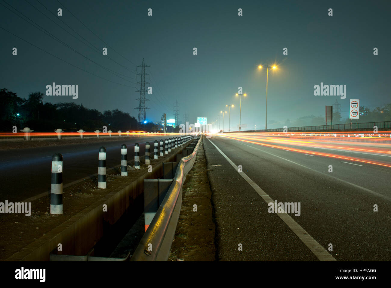 light trails on road Stock Photo - Alamy