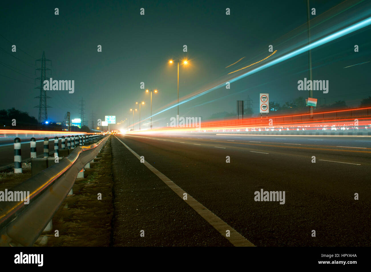 light trails on road Stock Photo - Alamy