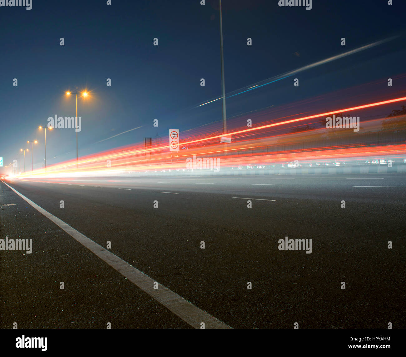 light trails on road Stock Photo - Alamy
