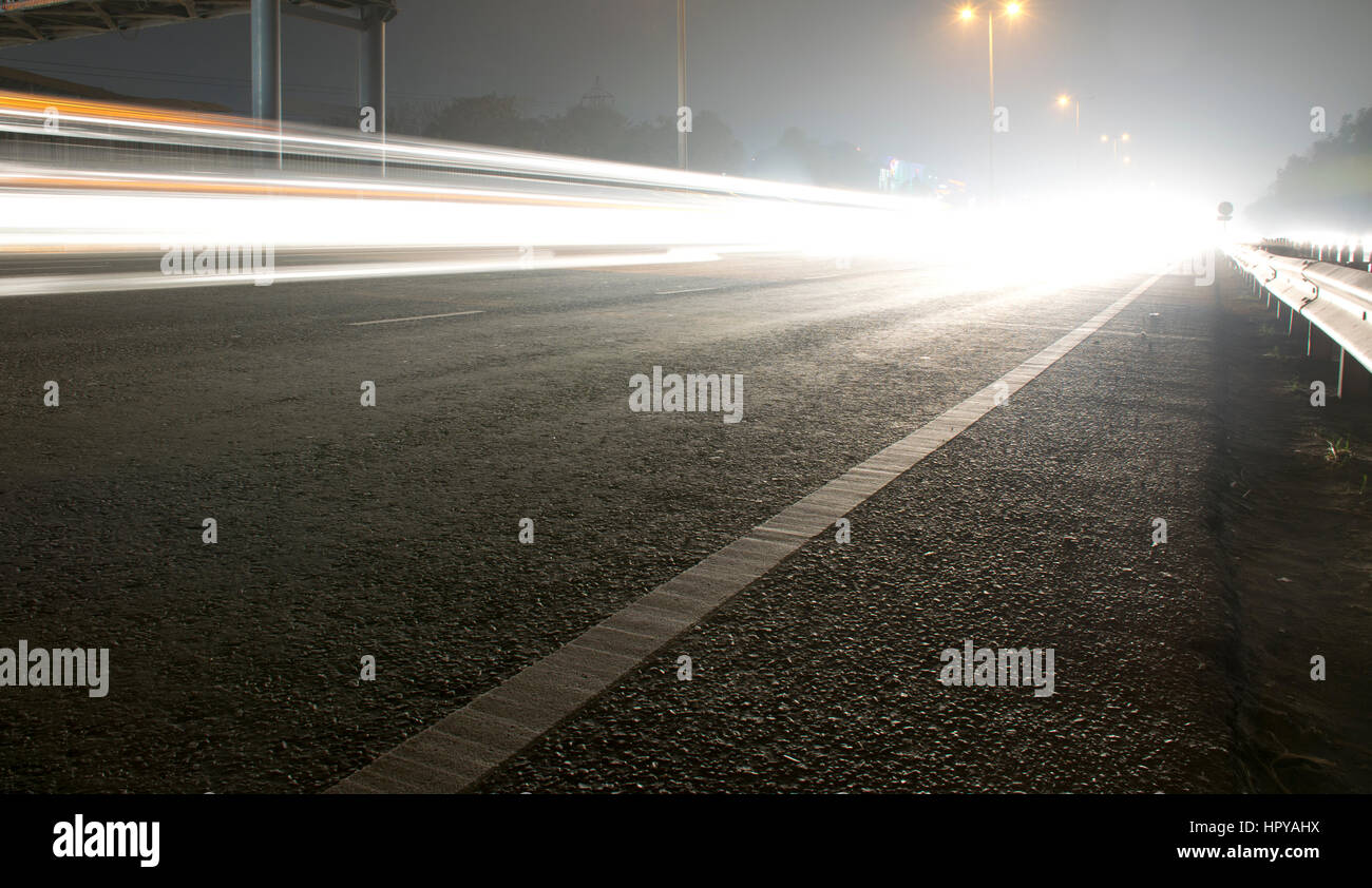 light trails on road Stock Photo - Alamy