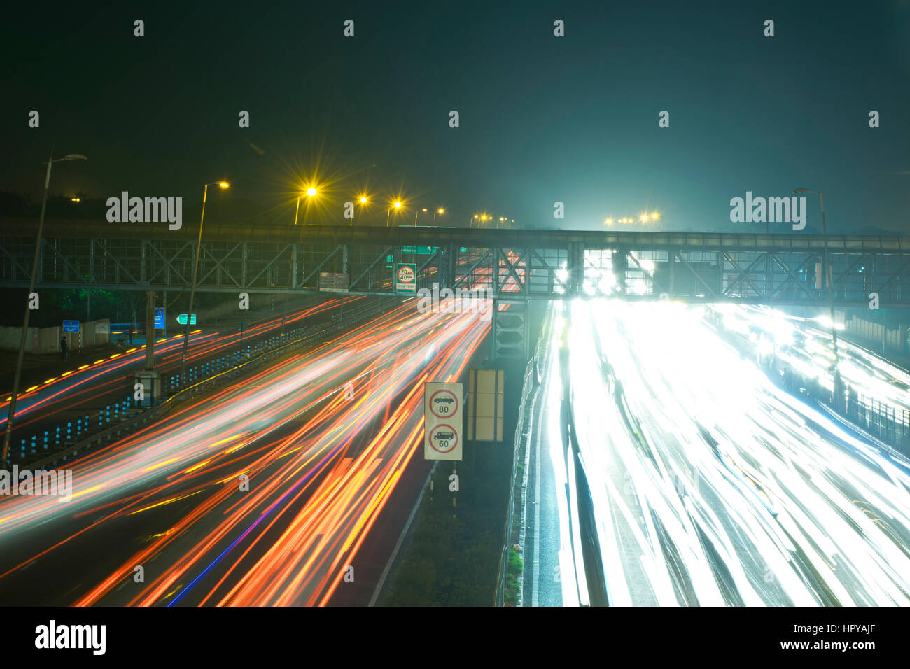 light trails on road Stock Photo - Alamy