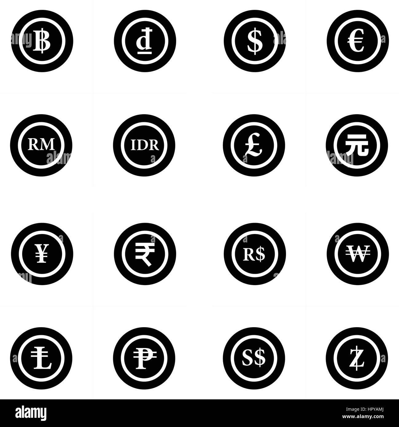 World currency symbols vector vectors hi-res stock photography and ...