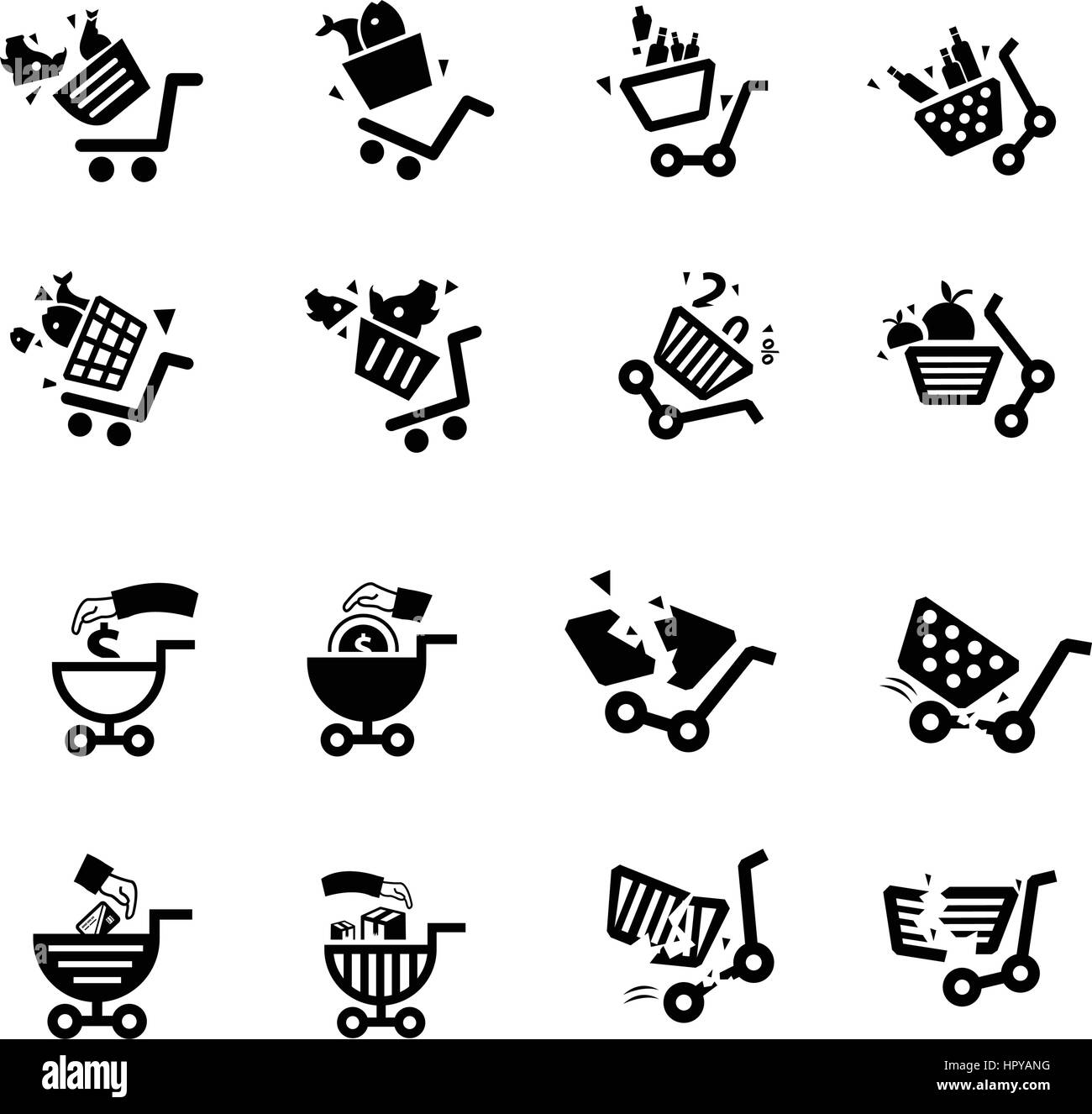 Damage Shopping cart and hand icons Stock Vector Image & Art - Alamy
