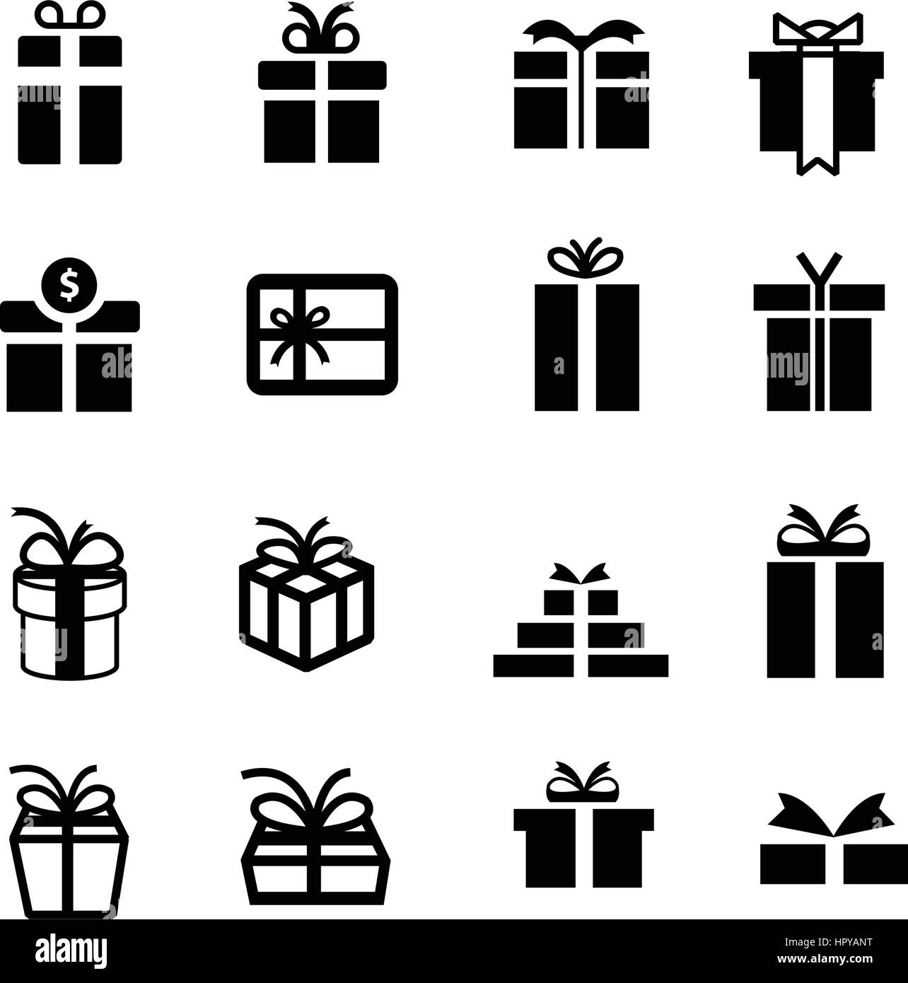 Set black gift box icons Stock Vector Image & Art - Alamy
