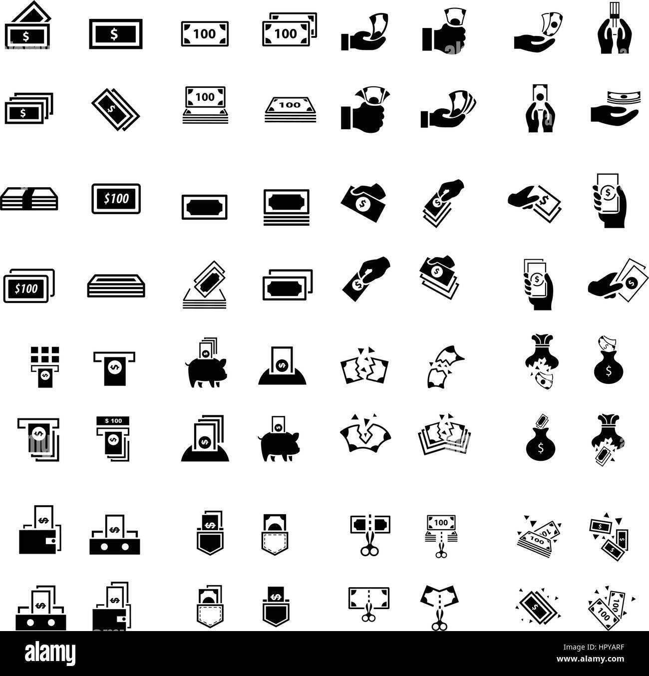 Vector money Icons Set 64 item Stock Vector Image & Art - Alamy