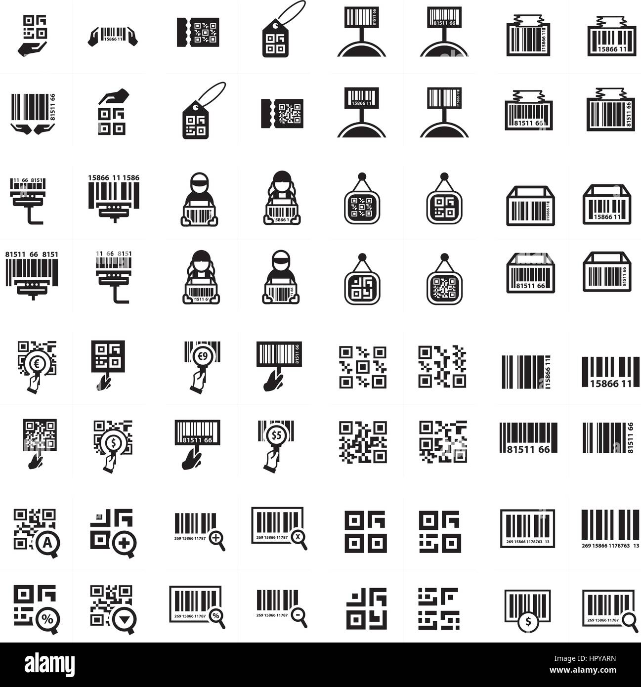 Barcode and QR Code Vector set 64 item Stock Vector Image & Art - Alamy