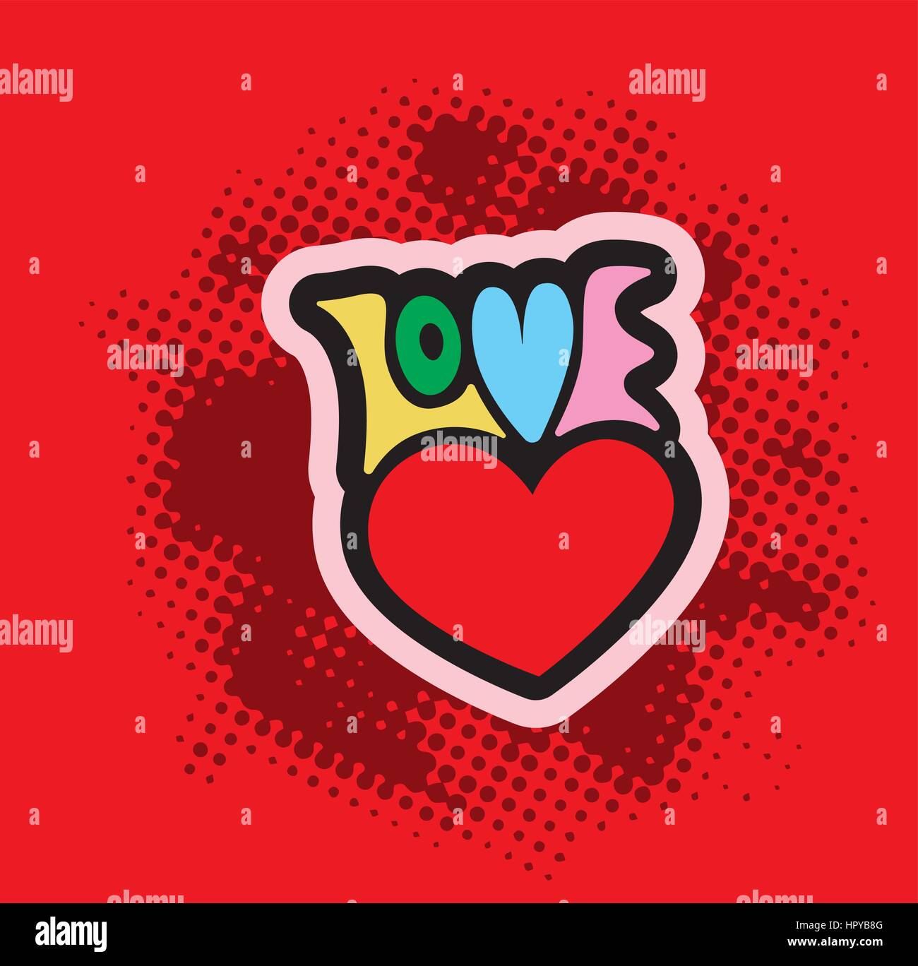 Love text with heart symbol romantic background. Vector illustration ...