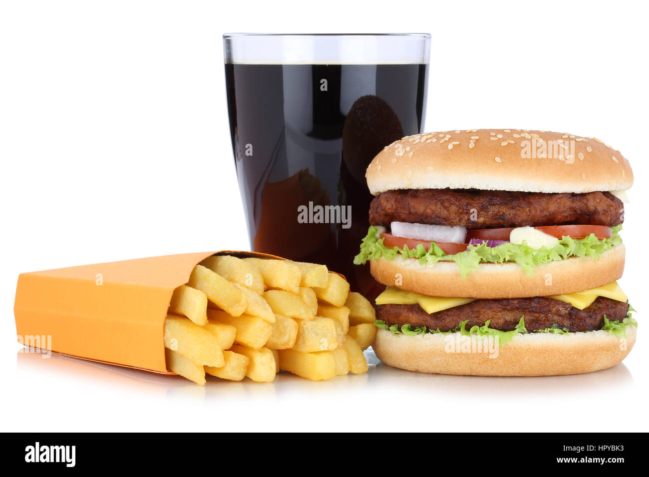Double cheese burger french fries cola Cut Out Stock Images & Pictures ...