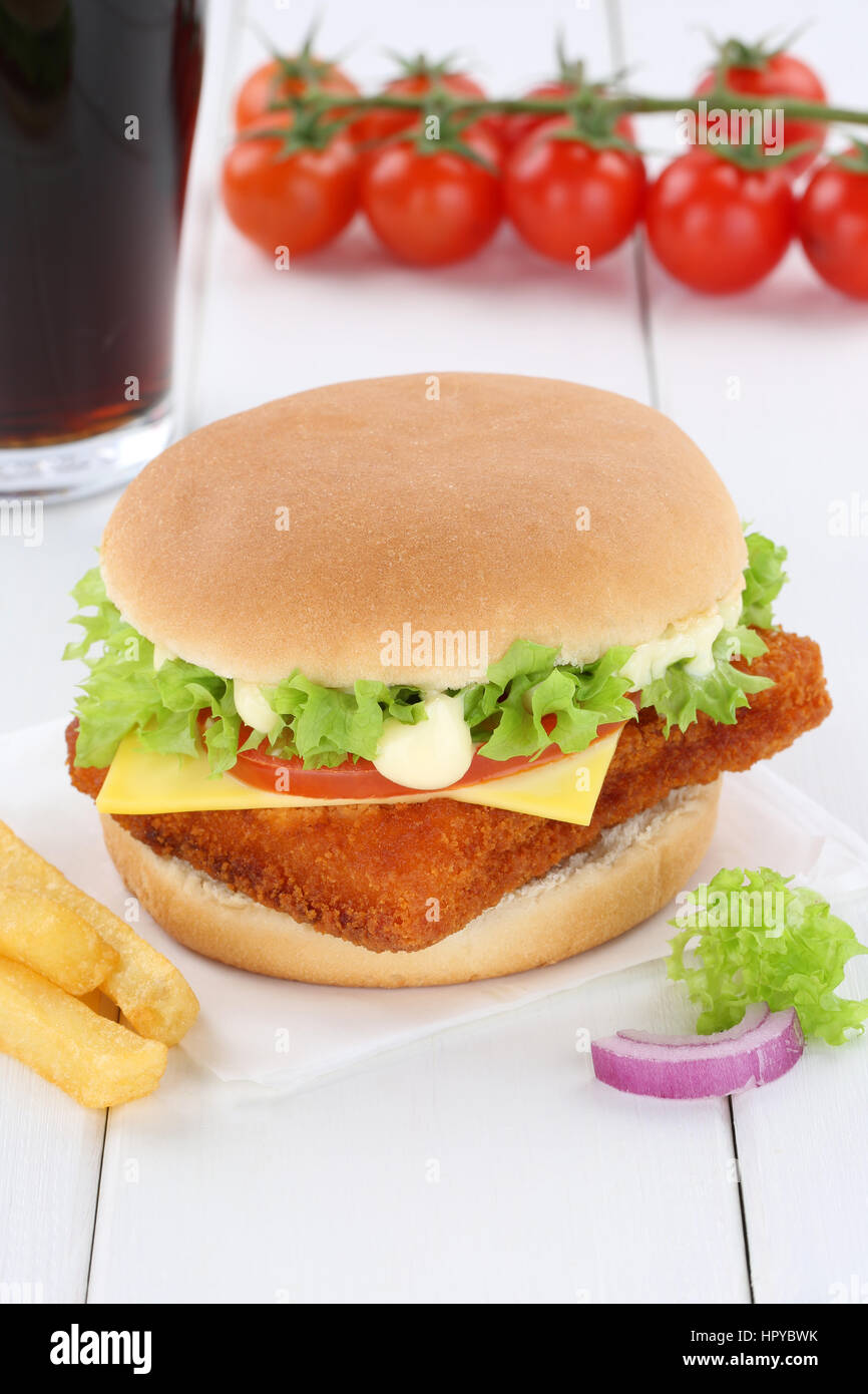 Fish burger fishburger hamburger menu meal cola drink fast food Stock ...