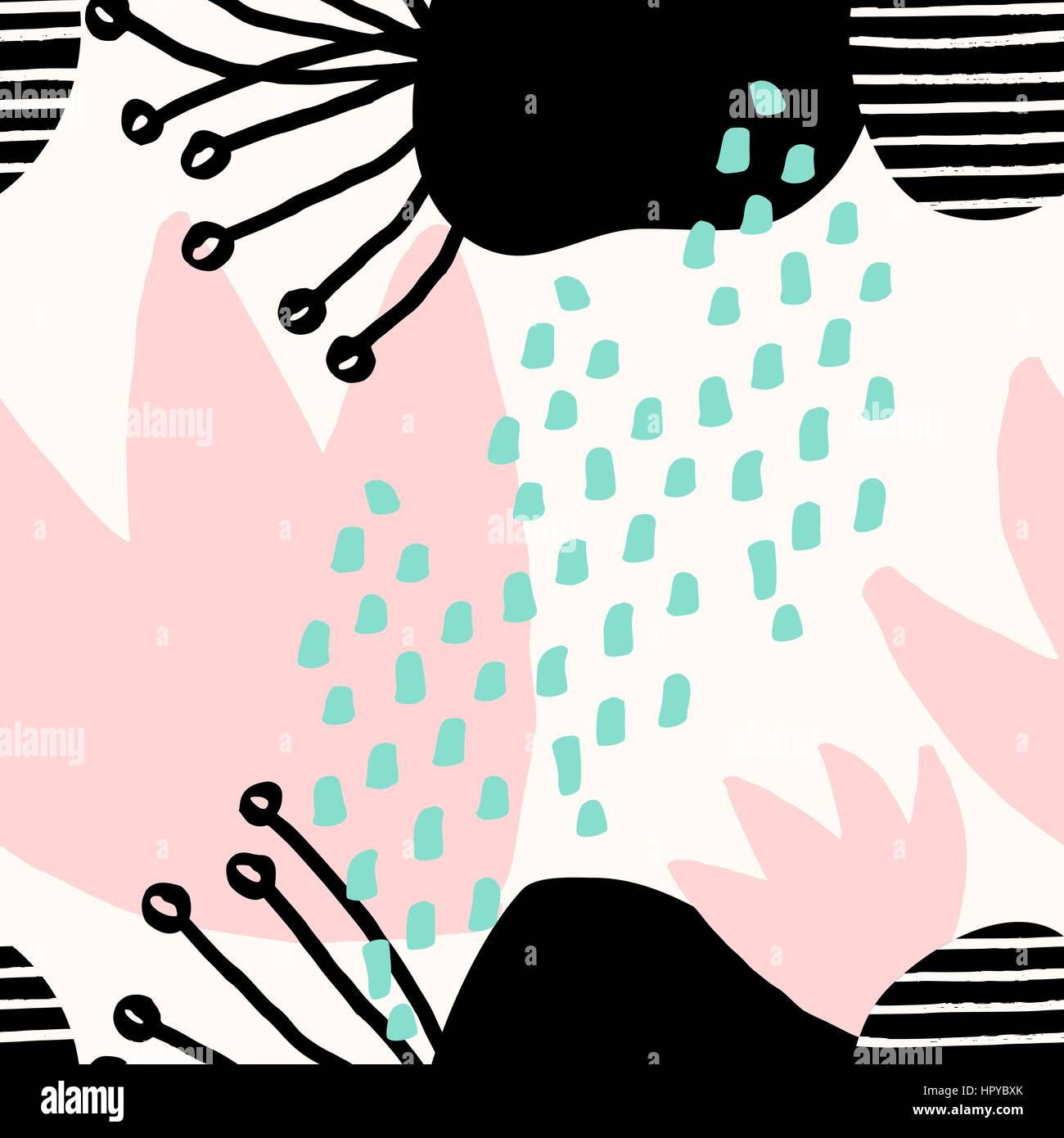 Collage style seamless repeat pattern with abstract and organic shapes ...