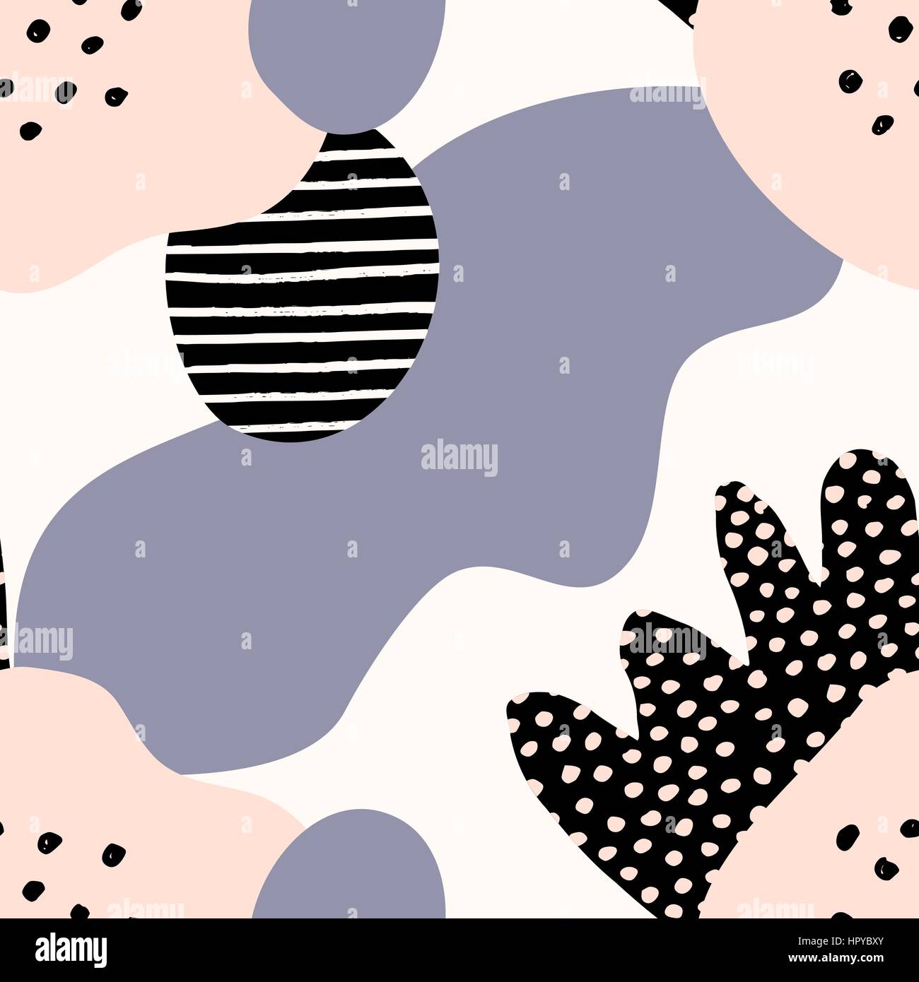 Collage style seamless repeat pattern with abstract and organic shapes ...