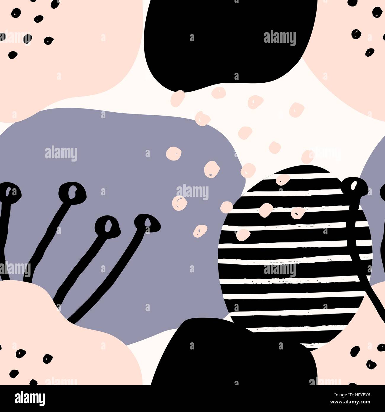 Collage style seamless repeat pattern with abstract and organic shapes ...