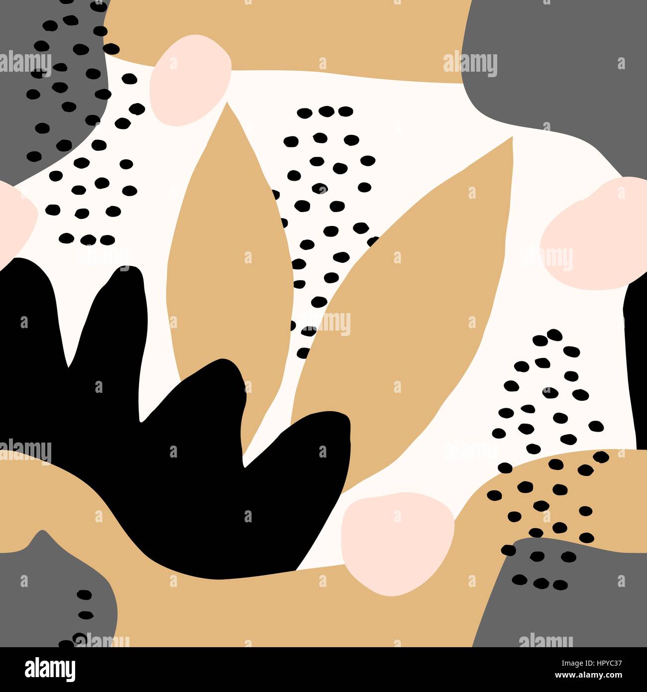 Collage style seamless repeat pattern with abstract and organic shapes ...