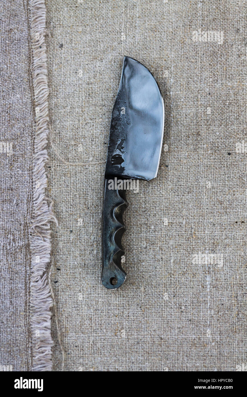 Top view. Knife with a fixed blade Stock Photo - Alamy