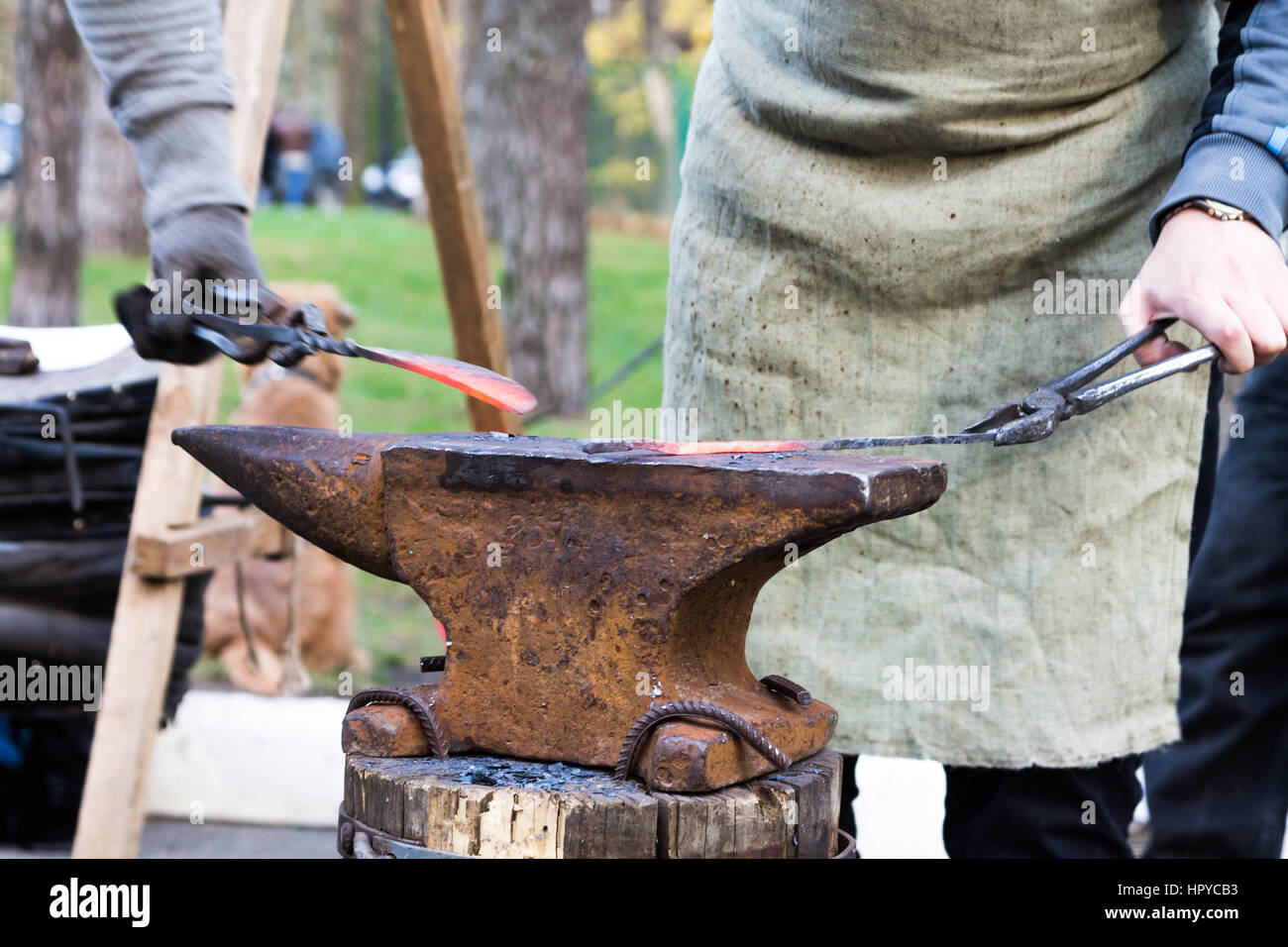 Hardening of the knife. Hardening of the working tool Stock Photo - Alamy