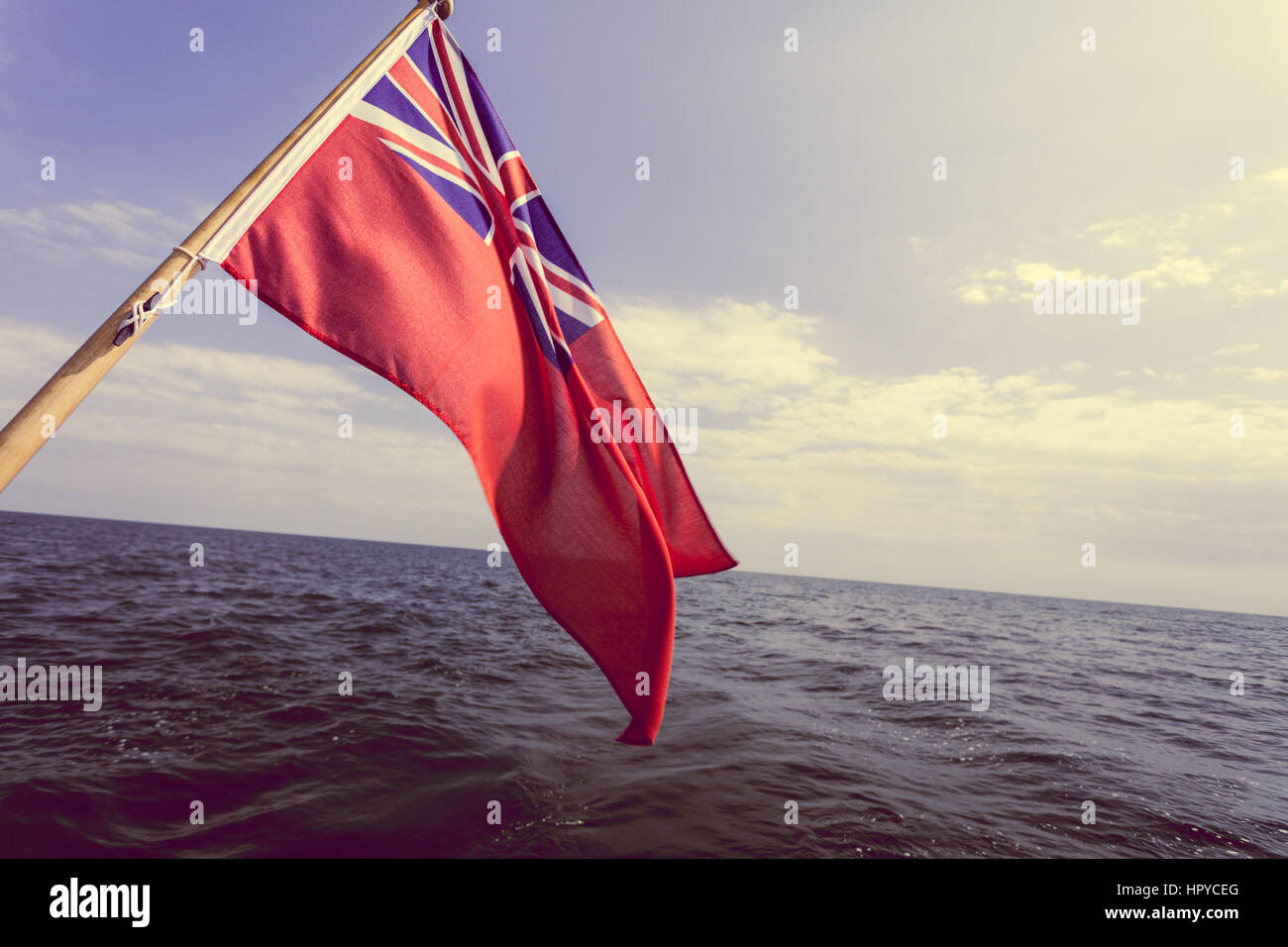 The uk red ensign the british maritime flag flown from yacht sail boat ...