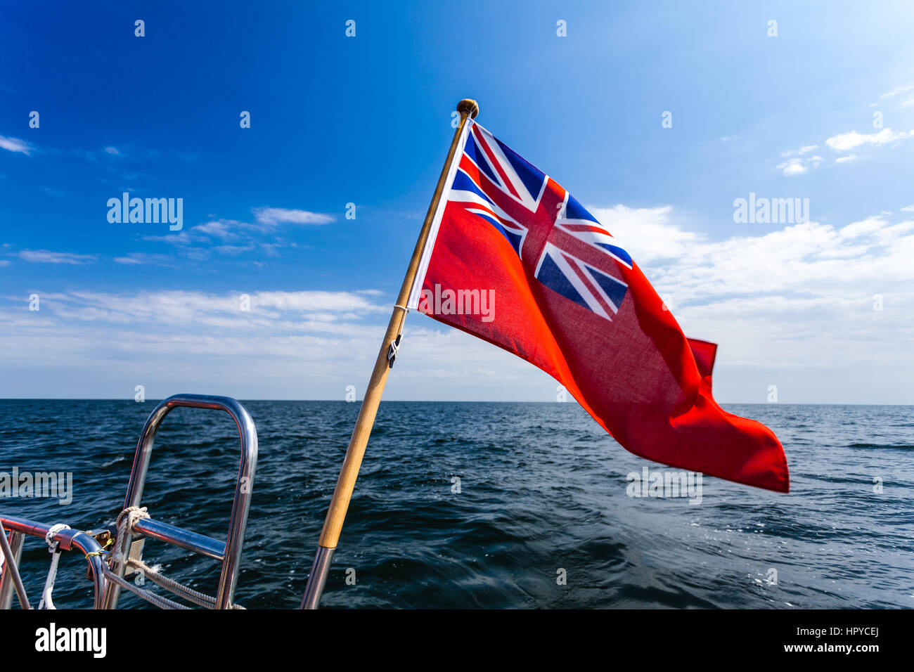 The uk red ensign the british maritime flag flown from yacht sail boat ...