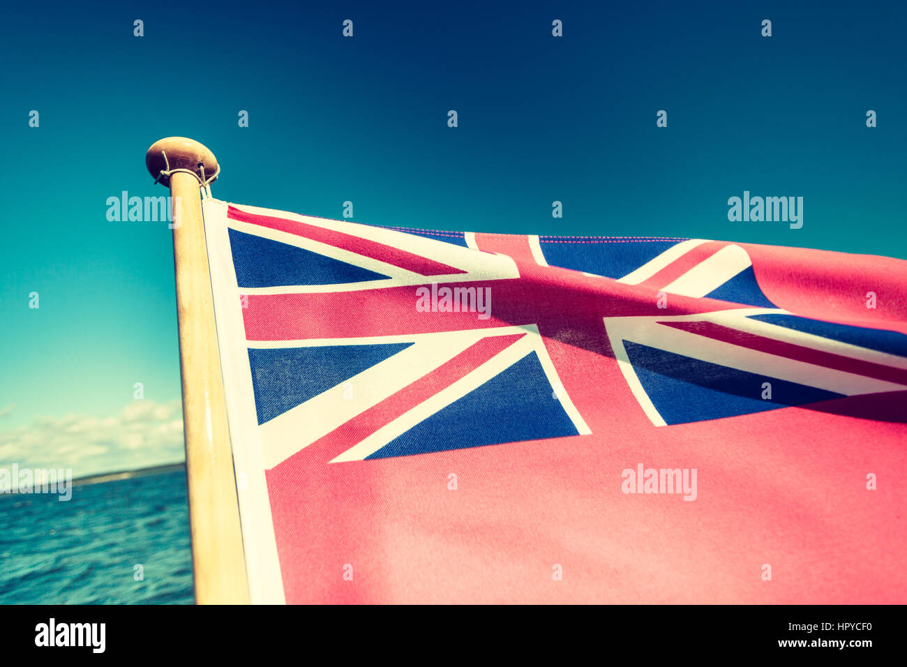 The uk red ensign the british maritime flag flown from yacht sail boat ...